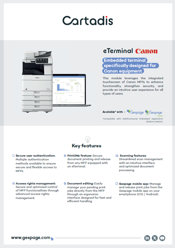 Embedded terminal for MFP CANON Gespage