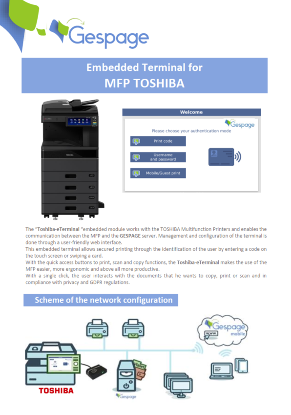 Embedded terminal for MFP TOSHIBA documentation • Gespage