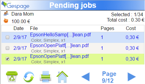 Embedded terminal Epson • Gespage, Print management software